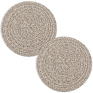 Trivets for Hot Pots and Pans 8 inches 2 Pcs, Trivet for Hot Dishes, Hot Pads for Kitchen Table, Cooking Potholder Set, Large Coasters Cotton Mat to Protect Counter (Brown)