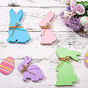 4Pcs Easter Bunny Decor, Easter Bunny Table Wooden Signs, Easter Decorations for The Home, Easter Tray Decor for Tiered Tray Decorations