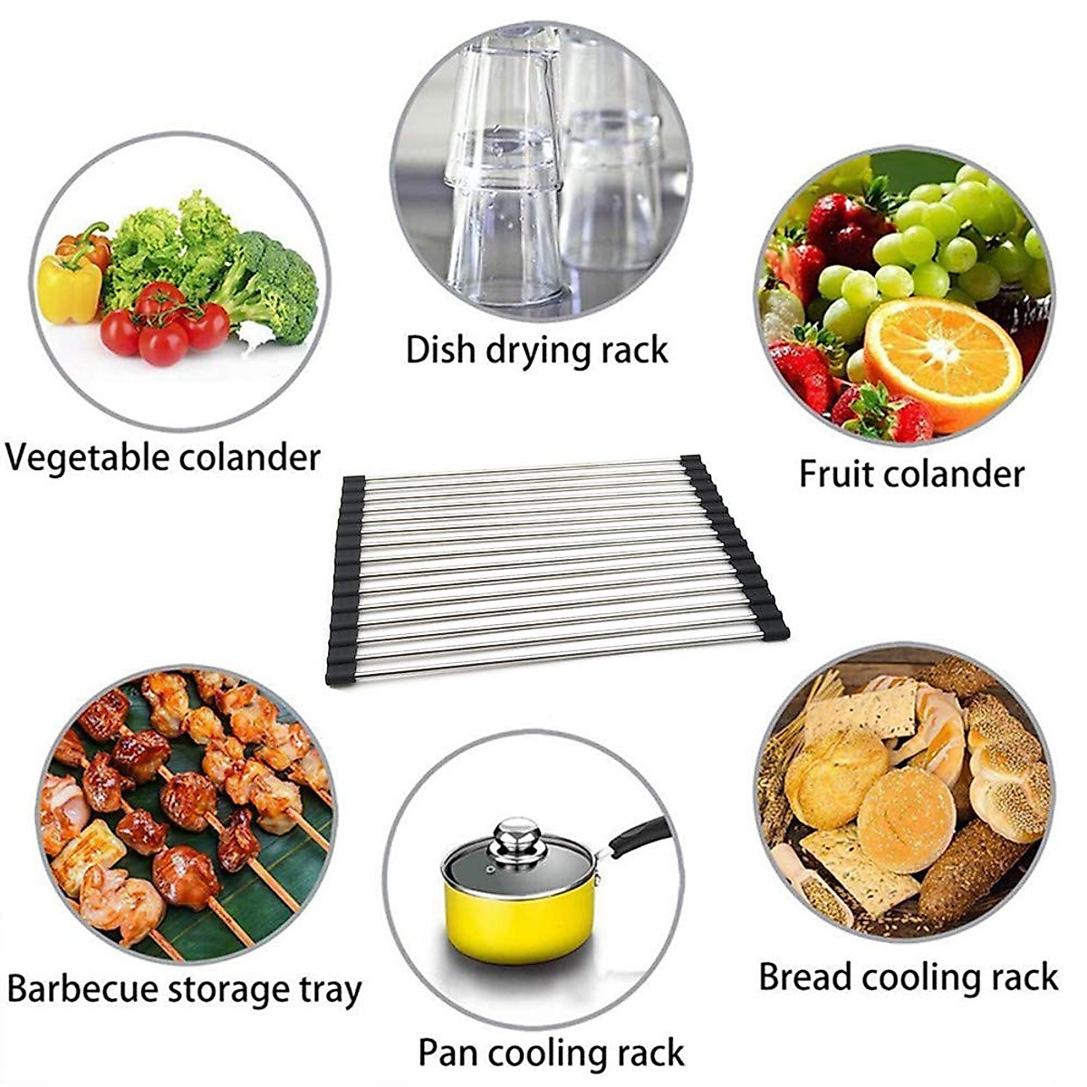 Fafcitvz Stainless Steel Roll Up Dish Rack Over The Sink Roll Out Dish Drying Rack for Kitchen Dishes,Cups