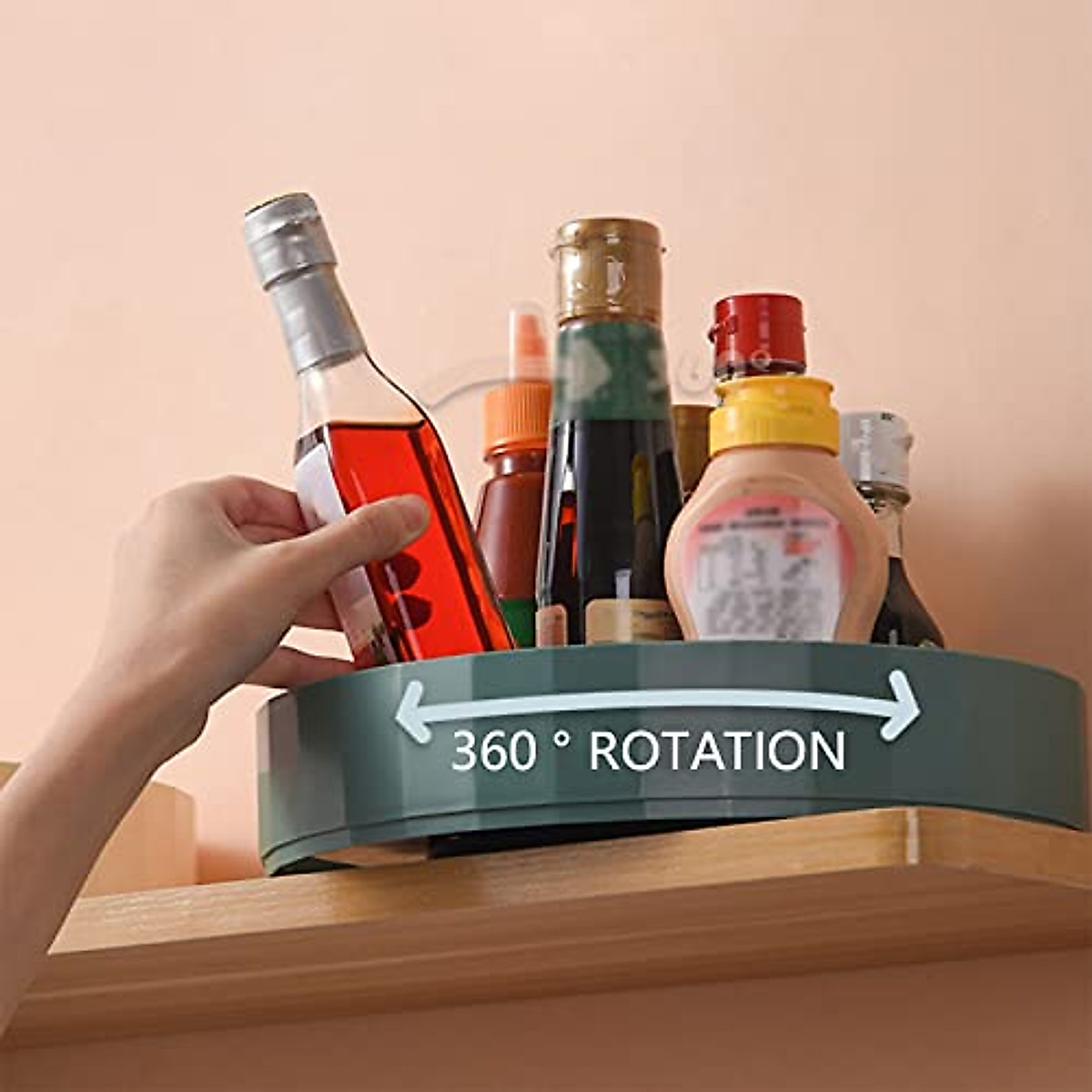 HUAWA Kitchen Organizer Turntable- 10.2 in BPA Free Rotating Display Stand- Kitchen Storage Spinning Organizer for Spices 10.24 x 2.05 in / 26 x 5.2 cm