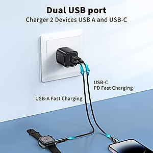 Mcdodo USB C Charger,33W USB C Fast Charger Block Mini Size Dual USB-C and USB-A GaN Charger Type C Fast Charging Block Power Adapter for iPhone 14/14 Pro/14 Pro Max/13, iPad pro,Samsung 22