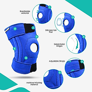 Movefix Knee Braces For Knee Pain, Patella Knee Braces For Knee Pain for Men and Women - Helps in Knee Support - Injury Recovery Knee Brace for Meniscus Tear, Arthritis, Workout (L/XL, Blue)