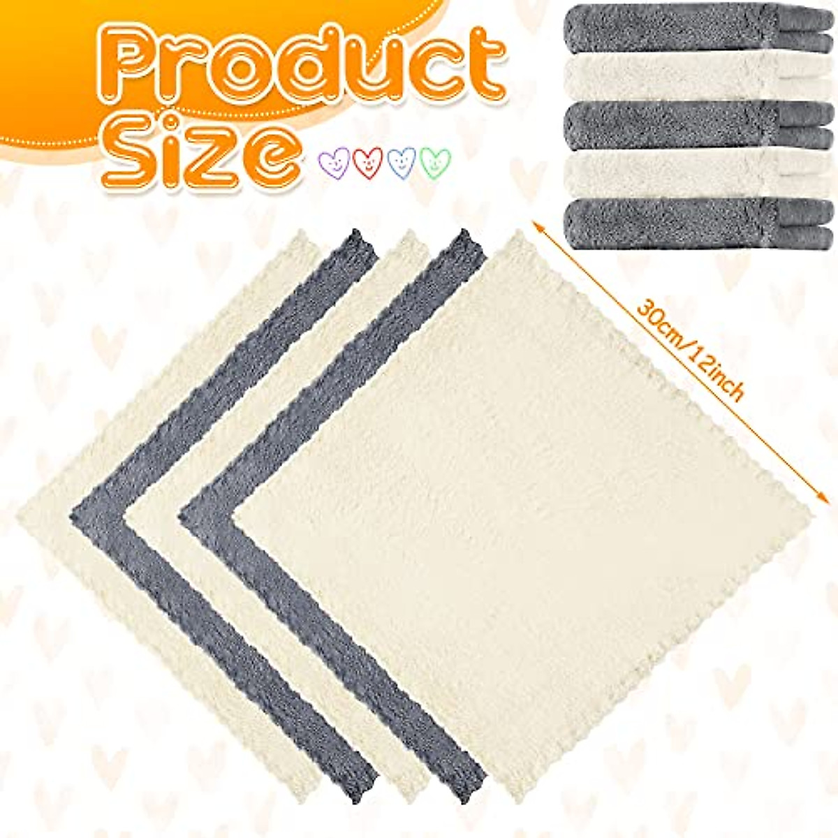10 Pieces Guinea Pigs Blankets Hamster Fleece Cage Liners Soft Guinea Pig Accessories Small Animal Pet Blanket Sleep Bedding Mats Pet Supplies for Dog Puppy Cat (Gray, Beige,11.8 x 11.8 Inch)
