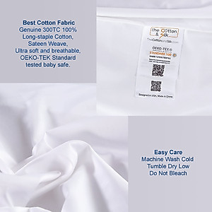 The Cotton & Silk 100% Luxury 5-Star Hotel Quality Long-Staple Cotton Flat Sheet - Soft, Breathable & Durable, King/California King Size (105 x 100), White (300 Thread Count)