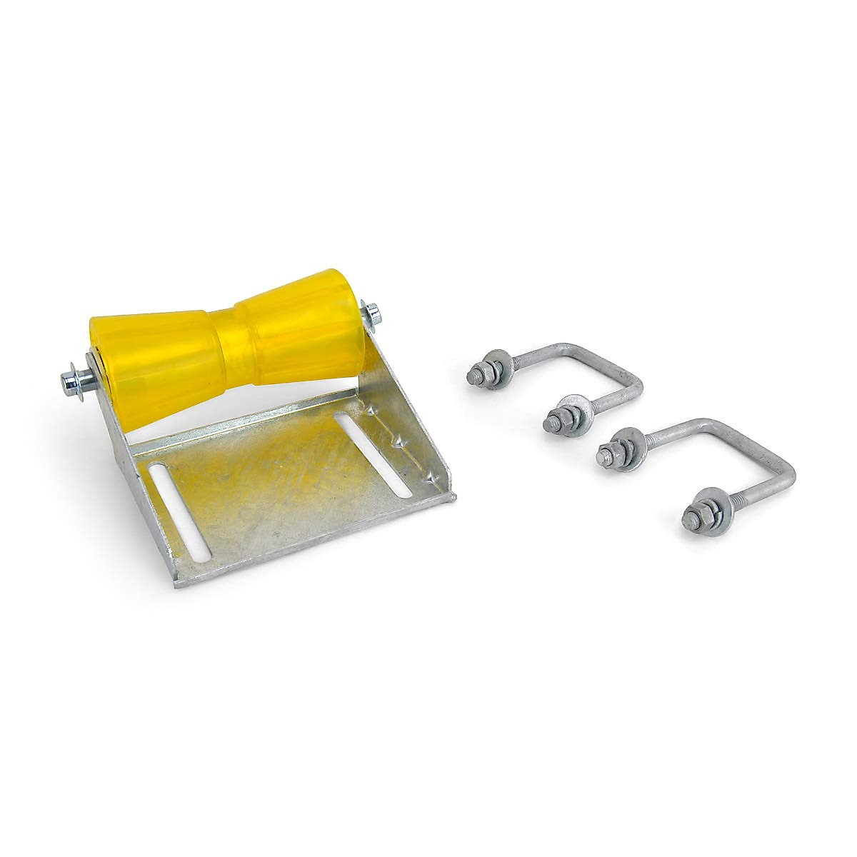 Sturdy Built 8 inch Yellow Poly Vinyl Boat Trailer Keel Roller and Bracket Kit for 3x3 Cross Members
