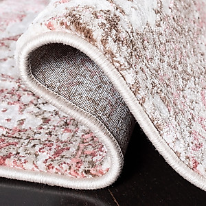 SAFAVIEH Meadow Collection Area Rug - 9' x 12', Beige & Pink, Modern Abstract Design, Non-Shedding & Easy Care, Ideal for High Traffic Areas in Living Room, Bedroom (MDW585B)