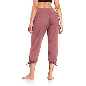 DIBAOLONG Womens Yoga Pants Capri Loose Workout Sweatpants Comfy Lounge Joggers with Pockets Cameo XL