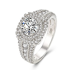 CTDFJRYFF Fashion Simulation 925 Sterling Silver 3 Carat Ultra Sparkling Zircon Engagement Wedding Ring (US Code 6-10)(8)