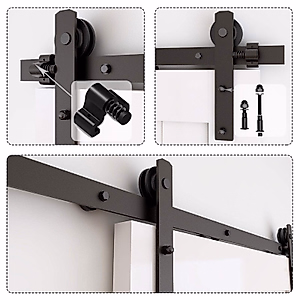 CCJH Sliding Barn Door Hardware Kit 4FT for Single Wood Door Heavy Duty Slide Smoothly and Quietly