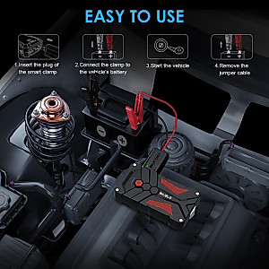 BIUBLE Jump Starter Car Jump Starter Auto Battery Booster Pack 3000A Peak 12V with USB Quick Charge 3.0,Lithium Jump Box with LED Light(Up to 7.0L Gas or 5.5L Diesel Engine)