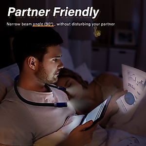 Vekkia Rechargeable LED Neck Reading Light, Book Lights for Reading in Bed, 3 Brightness Levels, Flexible Soft Silicone Arms Comfortable Wear, Long Lasting. Perfect for Readers, Craft & Knitting