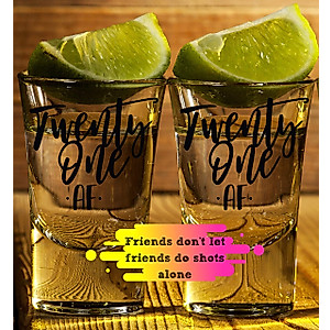 21st Birthday Shot Glass - 21st Birthday Gifts For Him Or Her - Silly Bday Decorations For Men, Women, daughter, Sister, Best Friend, Co-Worker - Twenty One AF Birthday Shot Glass - 21 AF