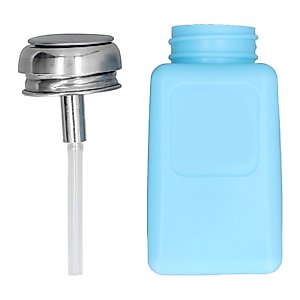 Walfront Solvent Dispenser, 200ML Press Type Solvent Dispenser Push Type Bottle ESD Anti Static Bottle with Stainless(Blue)