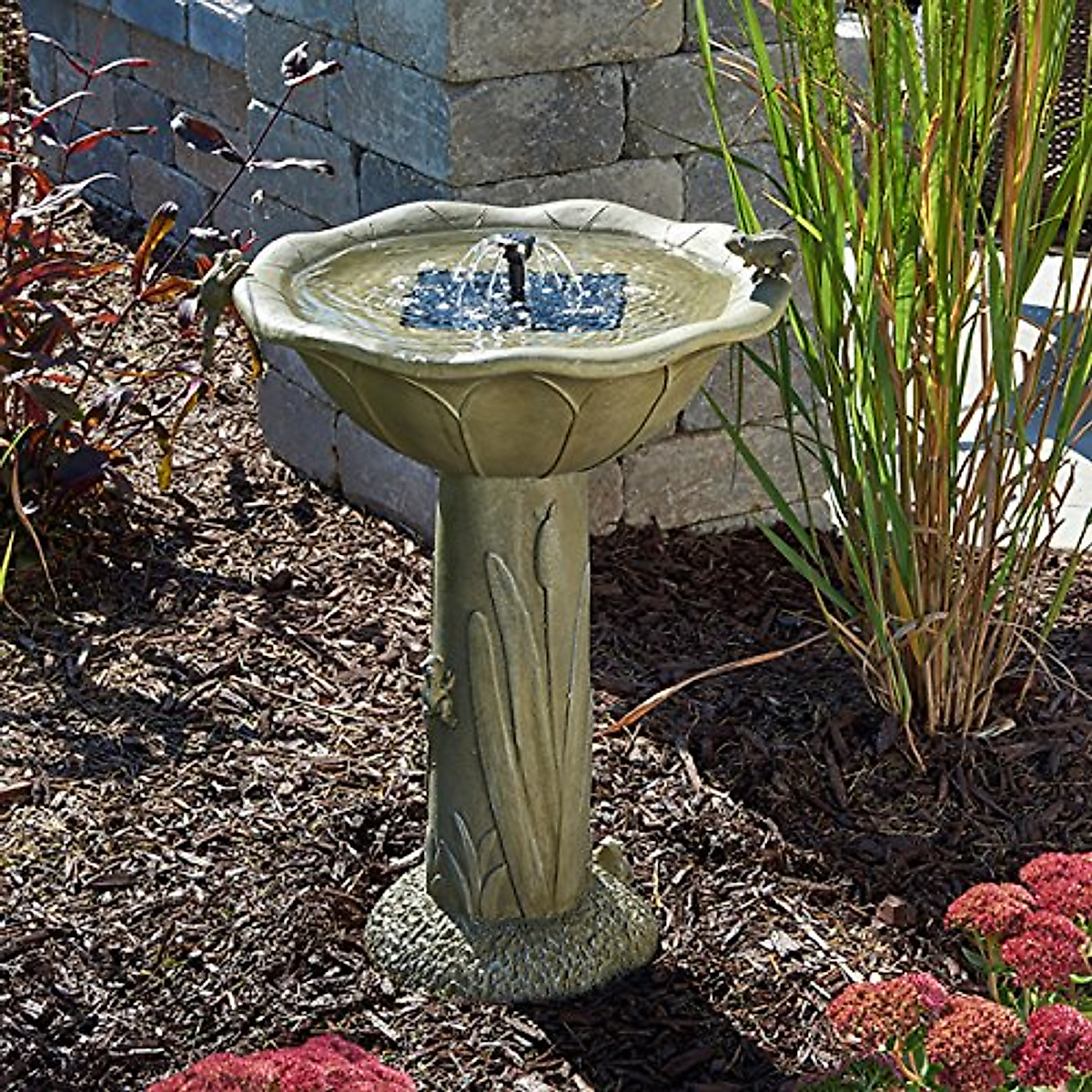 SmartSolar 20633R01 Solar Birdbath, Medium, Olive Green