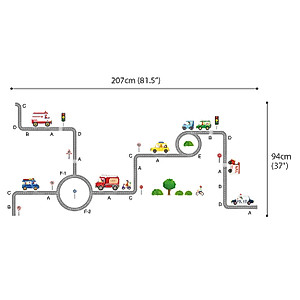 DECOWALL DW-1604 Vehicles on The Roads Kids Wall Stickers Wall Decals Peel and Stick Removable Wall Stickers for Kids Nursery Bedroom Living Room décor