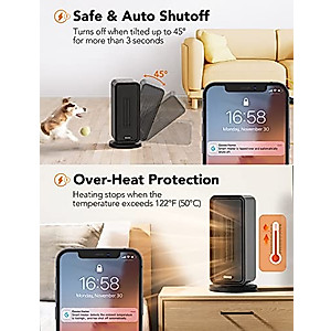 Govee Space Heater, Smart Electric Space Heater with Thermostat, Wi-Fi & Bluetooth App Control, Works with Alexa & Google Assistant, 1500W Ceramic Heater for Bedroom, Indoors, Office, Living Room