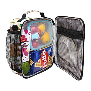 Lunch Box Bag Cute Animal Sloth Flower Leaves Lunchbox Insulated Thermal Cooler Ice Adjustable Shoulder Strap for Women Men Boys Girls