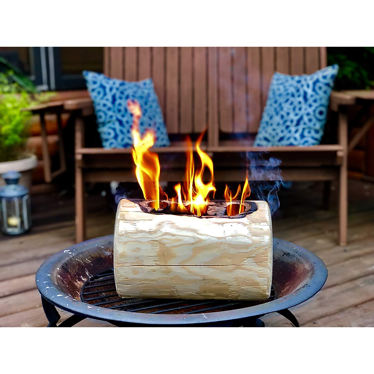 Timbertote TripleTorch One Log Campfire Fireplace Camping Cooking Camp Fire Wood Log with 3 Chimneys and Fire Start Stick