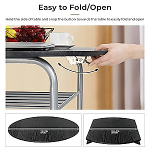 VINGLI 31.5" Drop Leaf Dining Table Set 3 Pieces for Small Space,Small Kitchen Table Set for 2,Round Folding Dining Table with 2 Chairs for Home,Kitchen,Apartment,Silver&Black