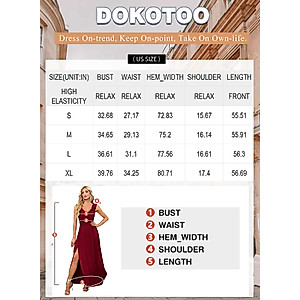 Dokotoo Womens Ladies Elegant Floor Length A Line Wrap Deep V Neck Backless Ruched Pleated Ruffled Split Long Maxi Formal Evening Party Prom Dress Bridesmaid Wedding Guest Dresses for Women Purple L