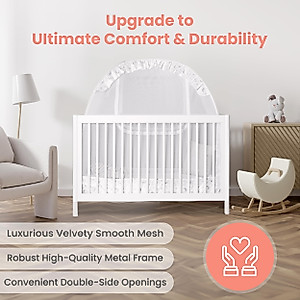 Pro Baby Safety Premium Pop Up Crib Tent, Crib Cover to Keep Baby from Climbing Out, Falls and Mosquito Bites, Safety Net, Canopy Netting Cover - Sturdy & Stylish Infant Crib Topper, Mosquito Net