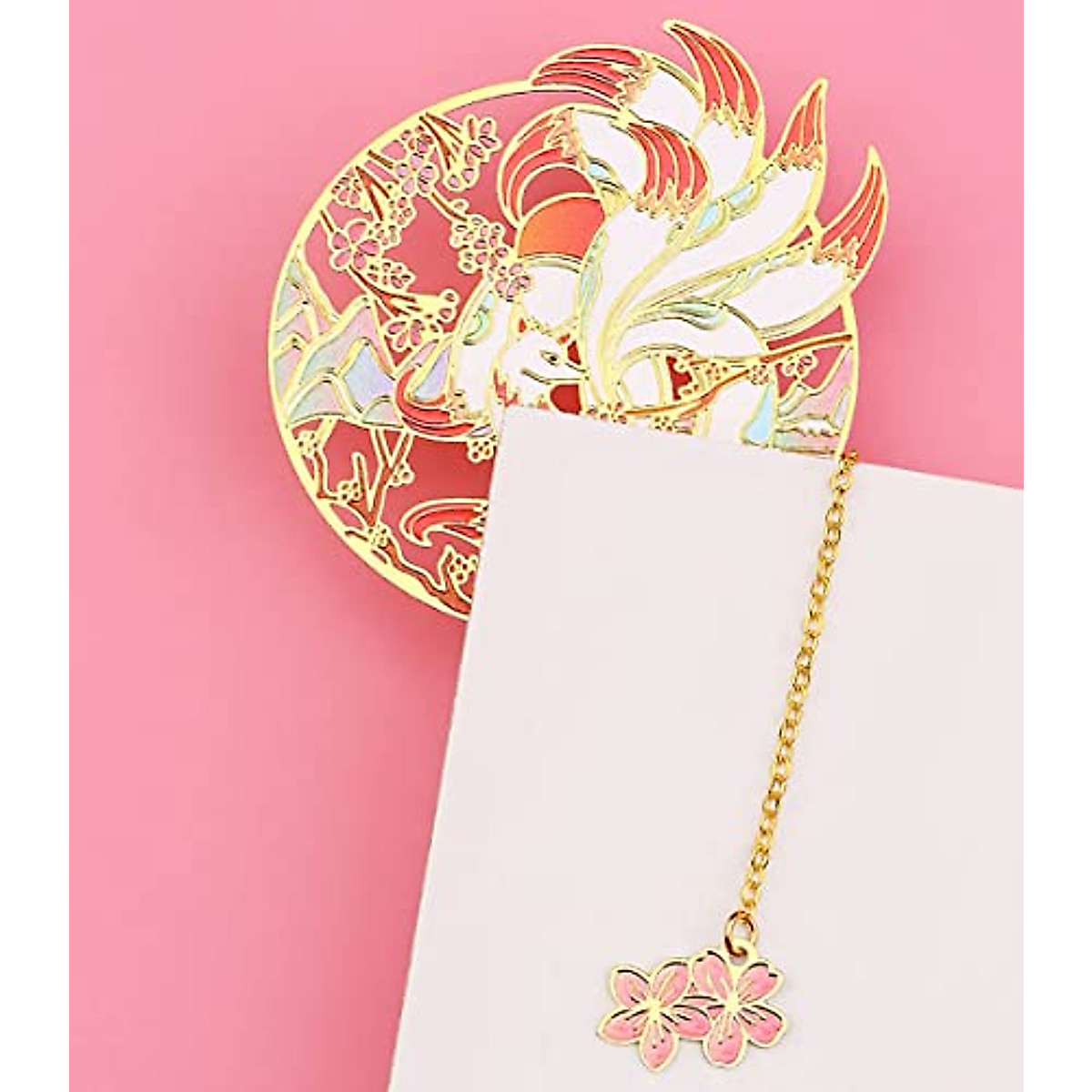 BLBMH Metal Bookmarks Kitsune Bookmark Pretty Fox Book Marker Cool Reading Book Mothers Day Gifts for Readers Girls Women Best Friend -K10