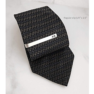 Tie Clip Personalized Custom Engraved Tie Bar Pin Slide Stainless Steel for Men Dad Wedding Gift Groomsmen (Silver-0.31" x 1.97")