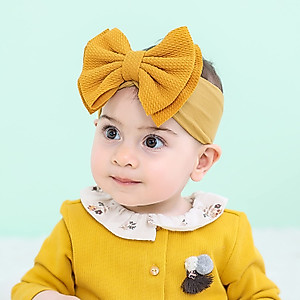 Cinaci 12 Pack Super Stretchy Nylon Headbands with Big Bow Hair Accessories Wide Headwraps for Baby Girls Infants Toddlers Kids