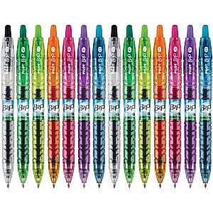 PILOT B2P Colors - Bottle to Pen Refillable & Retractable Rolling Ball Gel Pen Made From Recycled Bottles, Fine Point, Assorted Color G2 Inks, 14-Pack (15355)