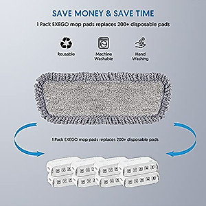 EXEGO Reusable Mop Pads Refills for Swiffer Power Mop Microfiber Mop Pads Refills Machine Washable Household Replacement Mop Pads Compatible with Swiffer Power Mop 13"-15" Spray Wet Mops, 4 Pack