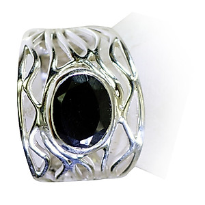 Jewelryonclick Genuine Black Onyx Statement Rings Sterling Silver Astrological Size in 5,6,7,8,9,10,11,12