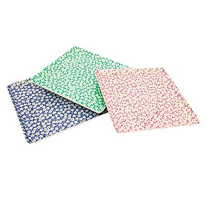 GWPP 10.5" x 10.5" x 3/4" Melamine plastic Shallow Floral Breakfast Serving Tray, Set of 3 Small Tray in 3 Colors for restaurant or picnic camping (Shallow Floral colorful mixing)