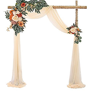 Mohoeey 20ft Ivory Wedding Arch Draping Fabric,Sheer Backdrop Curtains Draps Decorations for Wedding Ceremony Party Ceiling Home Decoration