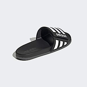 adidas Men's Adilette Comfort Adjustable Slides, Core Black/White/Grey, 10