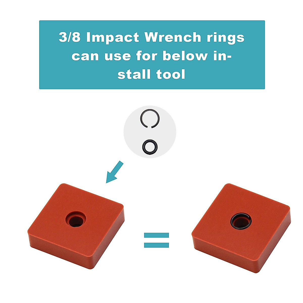 RURBRIN (10 Sets) 3/8" Impact Wrench Retaining Rings with O-Ring, Compatible with Electric/Pneumatic Cordless Wrench, Including Retainer Ring Anvil Install Tool