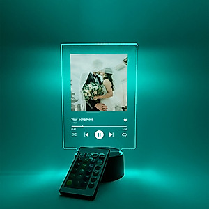 Custom Personalized Photo Song Framed Lyrics Music Scannable Code Album Cover Picture LED Light Up Stand Anniversary Wedding Couple Girlfriend Boyfriend Family Lamp 16 Color Options & Remote