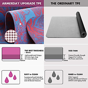 AIMERDAY Non Slip Yoga Mat Eco Friendly TPE Exercise Mat Premium Print 1/4 Inch Thick High Density Lightweight Pilates Mat with Carrying Strap for Floor Workout, Fitness & Hot Yoga 72" x 24"