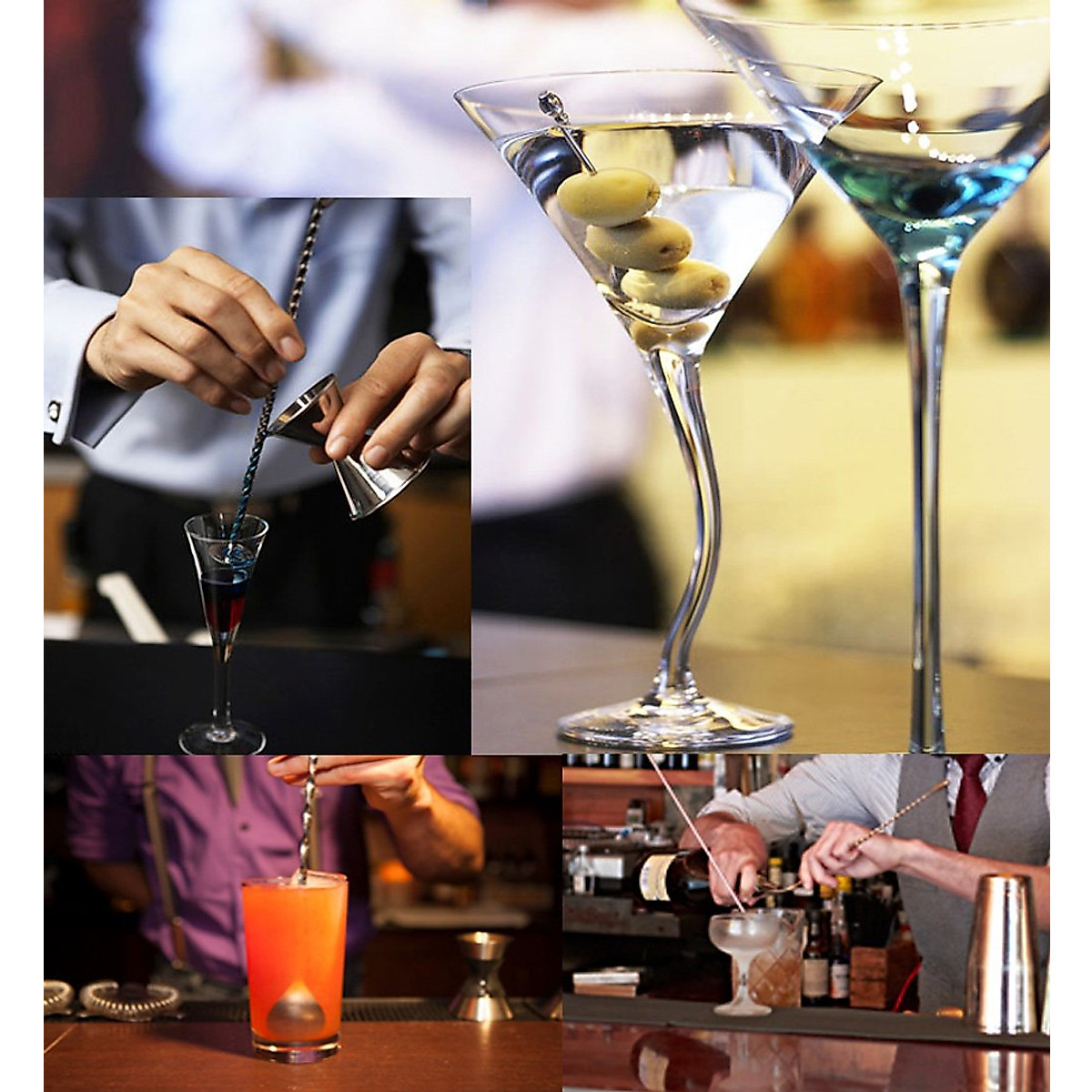 12 Inches Stainless Steel Bar Spoon, Bartender Cocktail Shaker Cocktail Mixing Spoon,Spiral Pattern