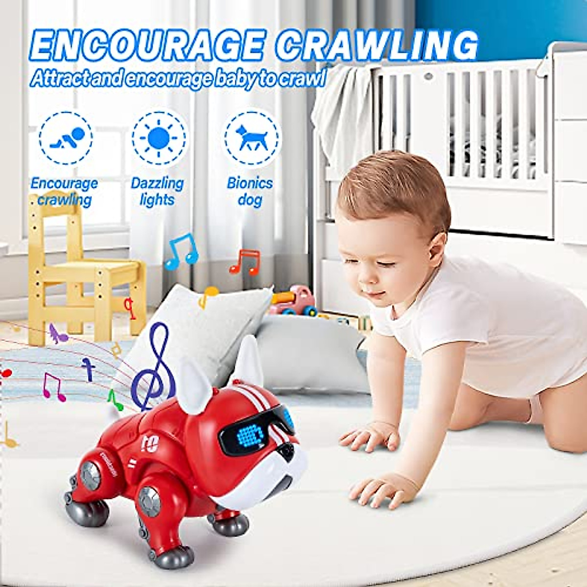 Noetoy Robot Toys, Smart Electronic Pets with Electronic Light & Music, Fun Interactive Early Educational Toy Christmas Birthday Gift for 1 2 3 Years Old Boys Girls