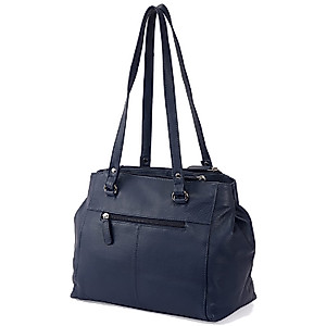 ROLANDO Rose Women's Top-Handle Leather Handbag (Navy Blue)
