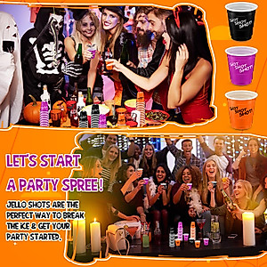 Lounsweer 100 Pcs Halloween Plastic Cups 2 oz Disposable Cups Mini 2 oz Party Glasses for Bachelorette Birthday Tasting Serving Samples Cups for Drinking Party (Shot, Shot, Shot)