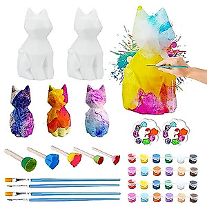 Paint Your Own Cat Lamp Art Kit 2 Cat Arts and Crafts Art Projects Diy Paint Cat Craft Night Light Kids Cool Art Gifts for Easter, Birthday, Party Art Supplies Gift Ideas for Girls and Boys Ages 3-12