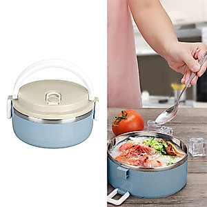 USYFAKGH Thermal Food Box Thermal Lunch Box Stackable Hot Food Insulated Box Stainless Steel Round Lunchbox Sealed Food Containers Vintage Lunch Pale (Green, One Size)