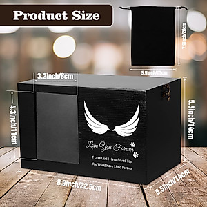 Woiworco Pet Urns for Dogs Ashes, Large Wooden Funeral Cremation Urns with Photo Frame, Memorial Keepsake Box with Black Flannel as Lining, Urn for Dog or Cat Ashes, Loss Pet Memorial Remembrance Gift