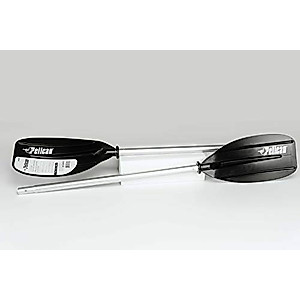 Pelican Junior Kid Kayak Paddle - Youth 2 Piece Aluminum & Polypropylene Ribbed Blade - 72 in - Black