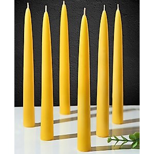6 Packs Natural Beeswax Taper Candles- 10 inch Beeswax Candles, Smokeless and Dripless Beeswax Candles- 10 Hour Burn Time Beeswax Candlesticks- for Christmas Home Decor Air Purification Spa Relaxation