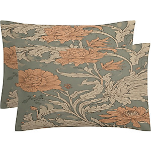 Soft Microfiber Flower Bird Duvet Cover Oversized King Size 70s Retro Bedding Set - 3-Piece with Zipper, 2 Pillowcases - Patterned Comforter Cover for Boy and Girl Bedroom Decoration