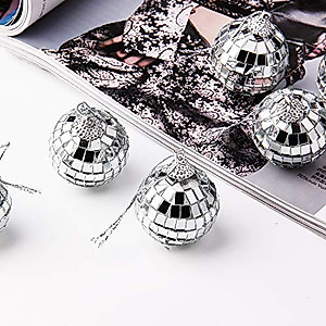 24 Pcs Silver Disco Mirror Ball for Party Decoration, Christmas Tree Wedding Birthday Party Ornaments(4CM)