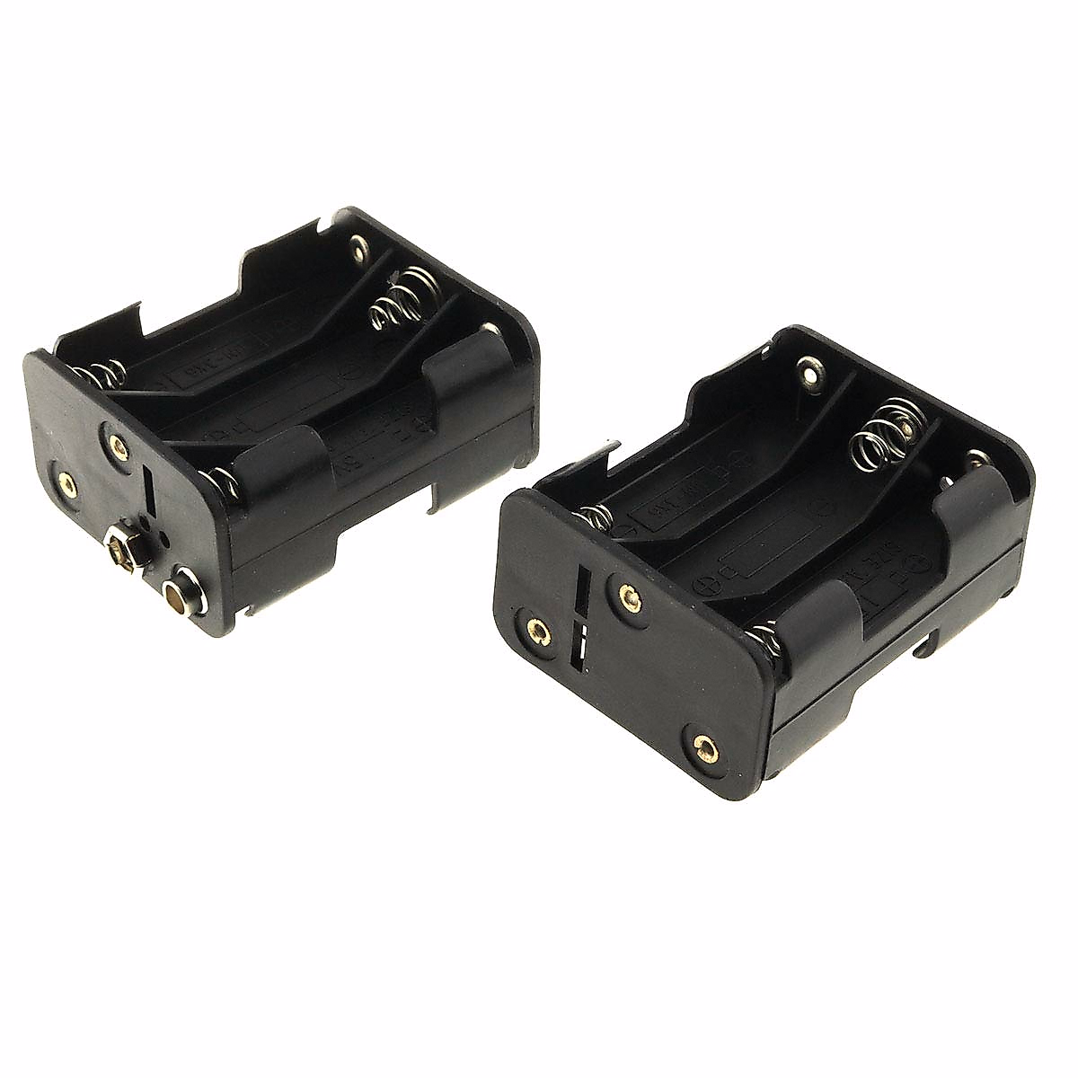 E-outstanding AA Battery Holder 2Set 6x1.5V AA Black Thicken Battery Holder Case Box with I Type Wired Battery Clip Standard Snap Connector