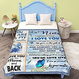 Niece Gifts Blanket - to My Beautiful Niece, Gifts for Niece from Aunt, Butterfly Blanket Nieces Birthday Throws Blankets, Graduation Birthday Present for Niece Gifts Ideas 60"x50"
